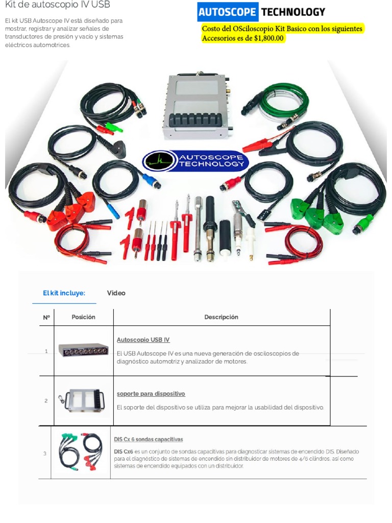 01 USB Autoscope IV Kit Basico - Contenido | PDF