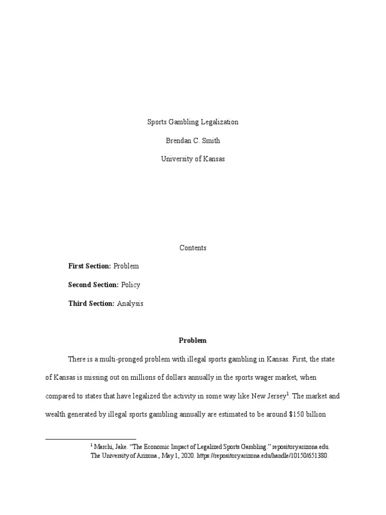 Writing Sample-Policy Report SB84 | PDF | Gambling | Sports Betting