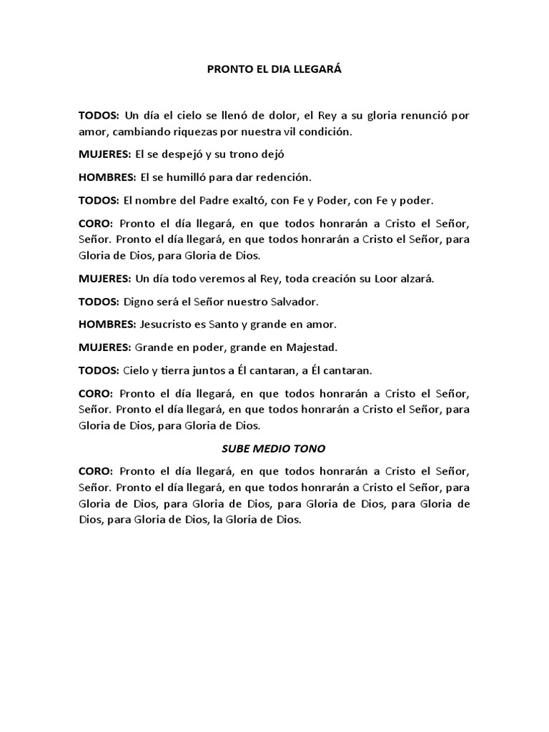 Pronto El Dia Llegará | PDF