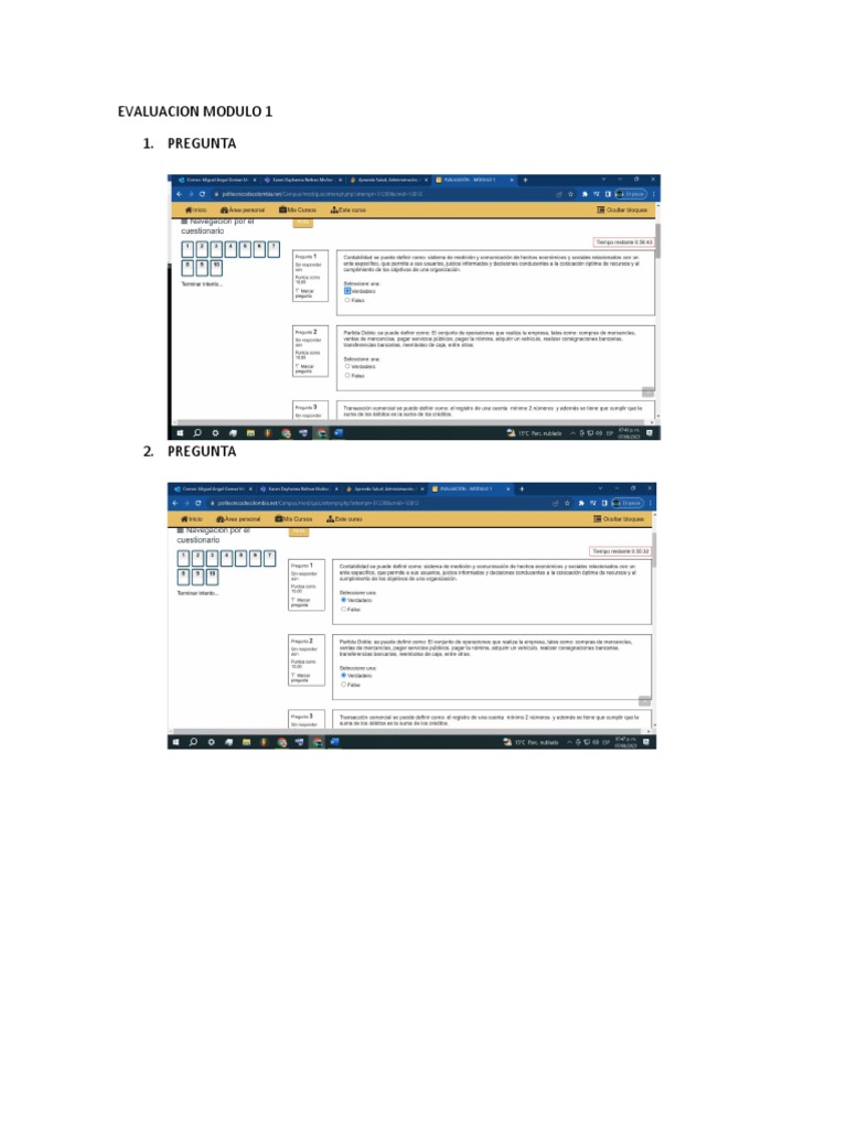 Evaluacion Modulo 1 Contabilidad Basica | PDF