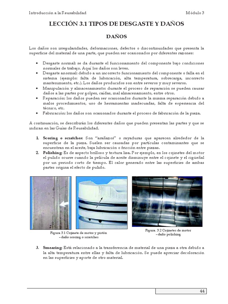 Tipos de Desgaste en Componentes Mecánicos | PDF | Rodamiento (Mecánico ...