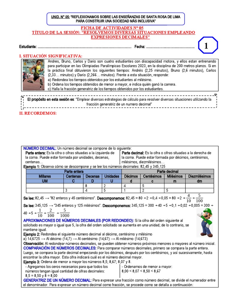 Ficha 5 - 1ero - Eda5 | PDF