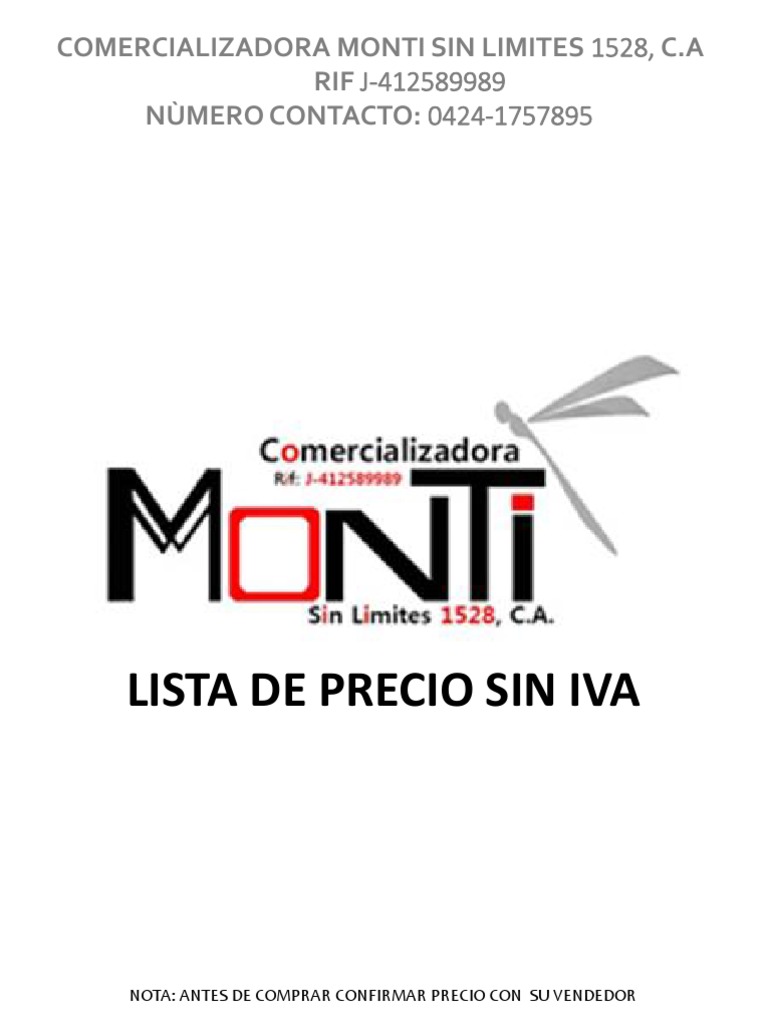 Lista de Precio Sin Iva Monti Julio2 | PDF | Cocina vegana | Alimentos