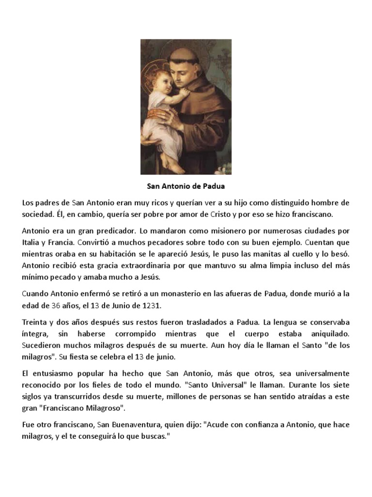 San Antonio de Padua historia y dos imágenes | PDF