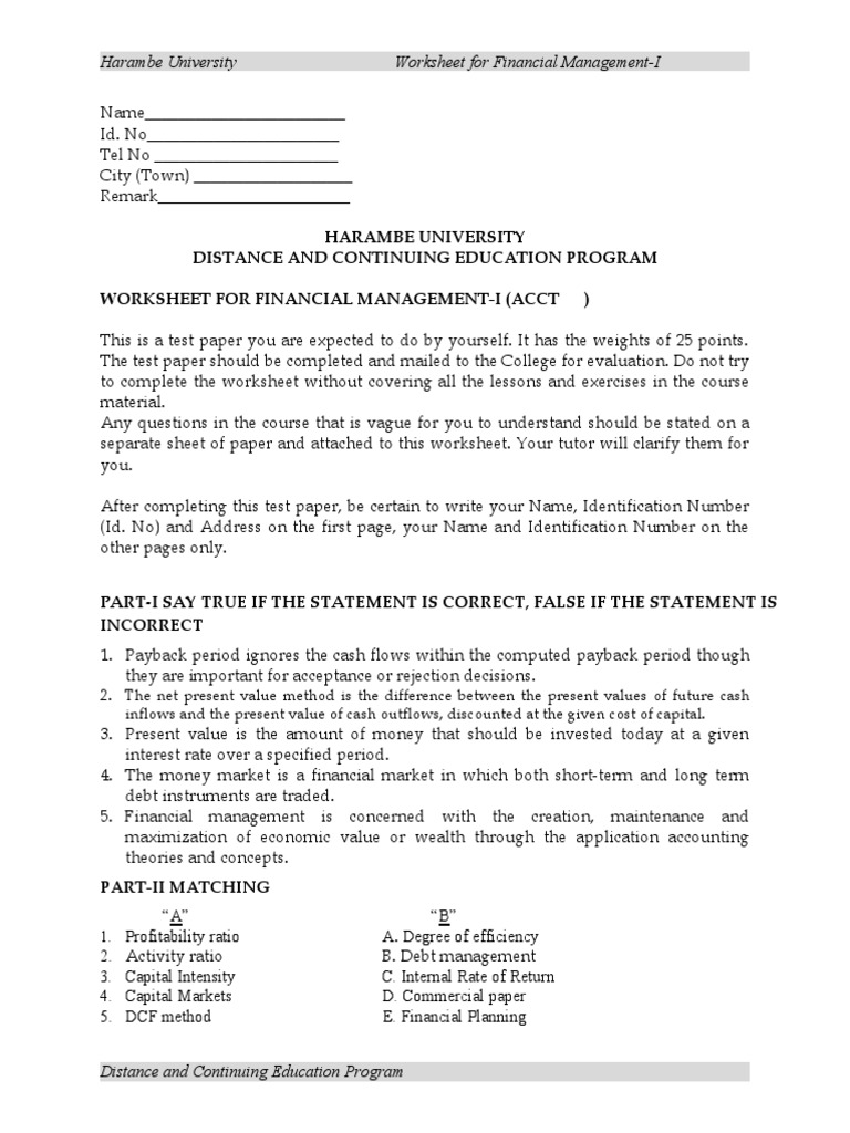 Final FM-I Worksheet Harambe | PDF