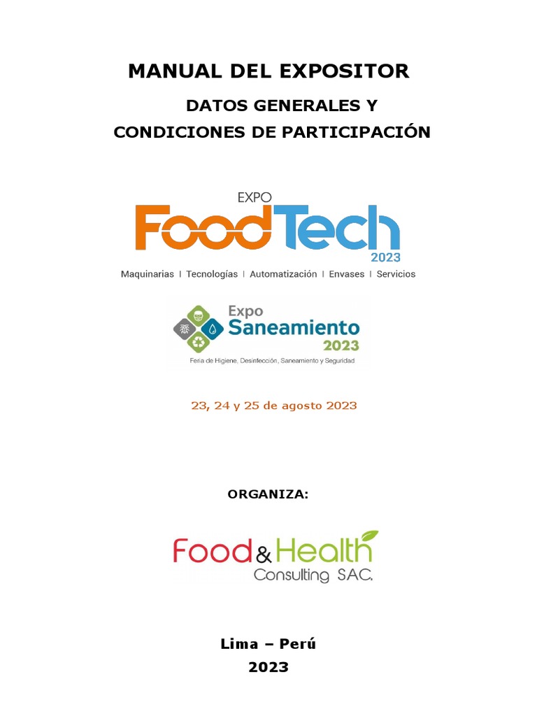 Manual Del Expositor - FoodTech - Expo Saneamiento | PDF