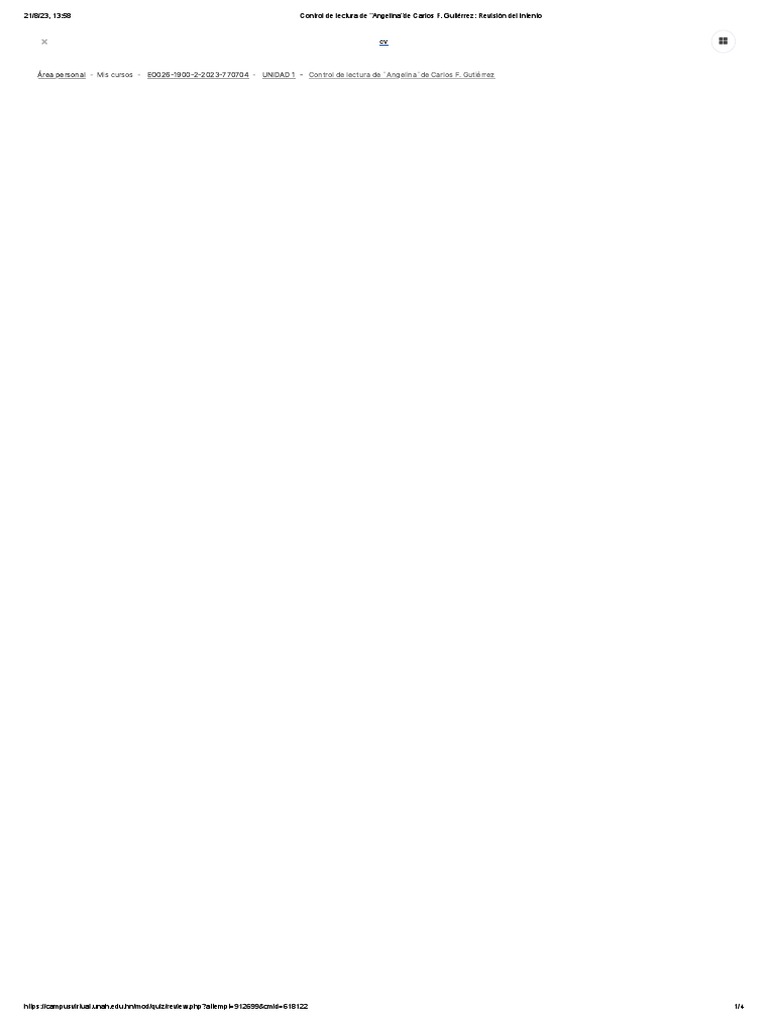 Control de Lectura de Angelina de Carlos F. Gutiérrez - Revisión Del Intento Dani | PDF