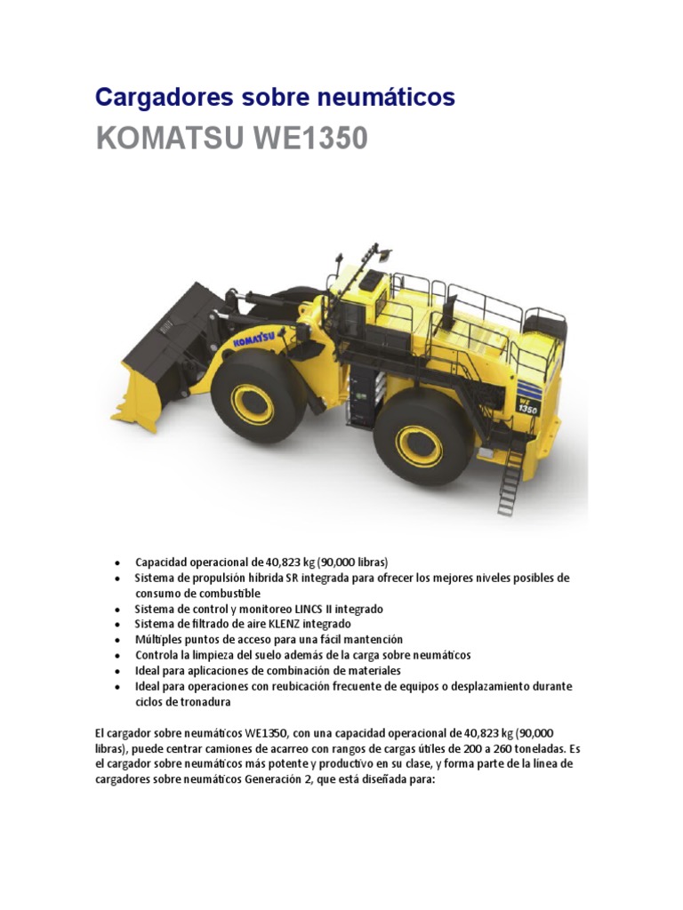 Cargador Sobre Neumáticos KOMATSU WE-1350 | PDF