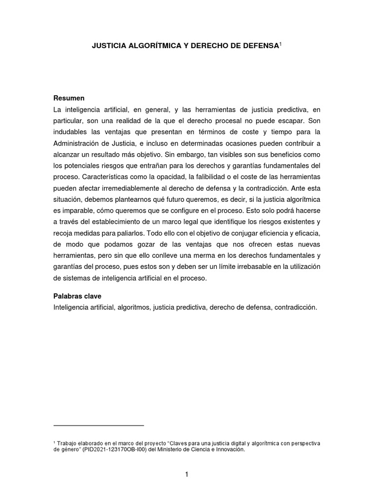 Justicia Algorítmica y Defensa | PDF | Inteligencia artificial ...
