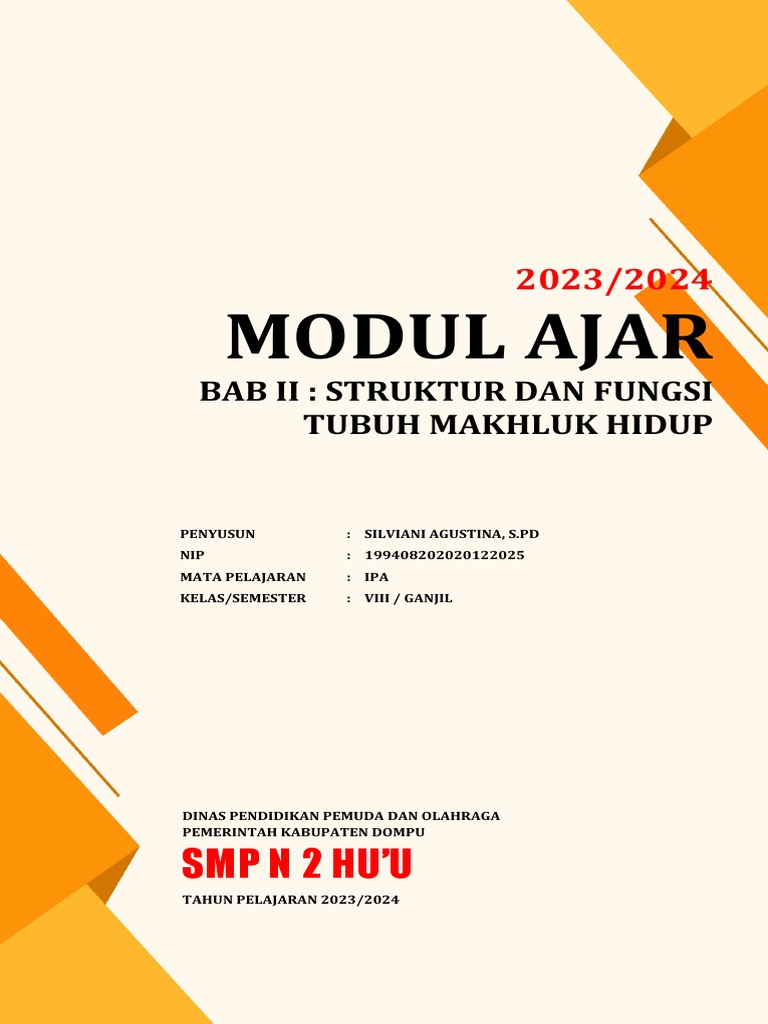 Modul Ajar Struktur Dan Fungsi Tubuh MAkhluk Hidup | PDF