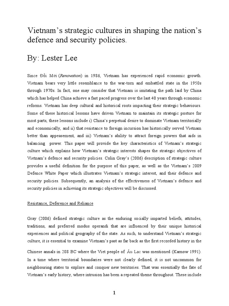 Vietnam's Strategic Culture and Security Policies | PDF | Vietnam ...