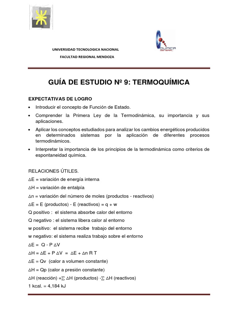 Guía de Termoquímica para Estudiantes | PDF | Entalpía | Cantidades fisicas