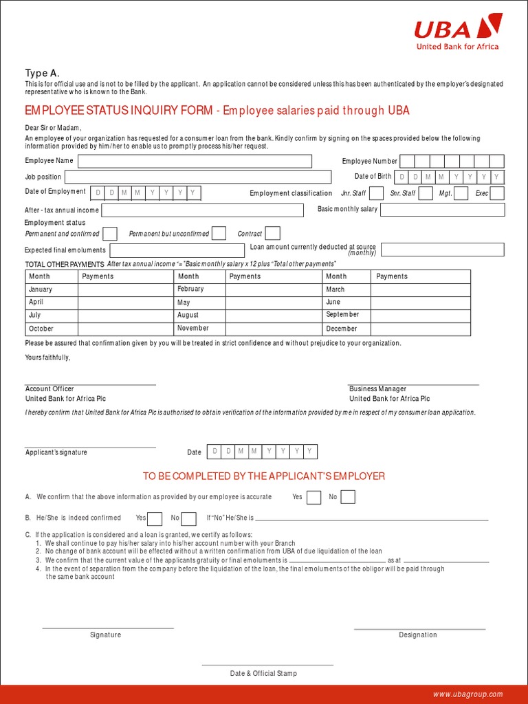 Employee Status Enquiry Form | PDF