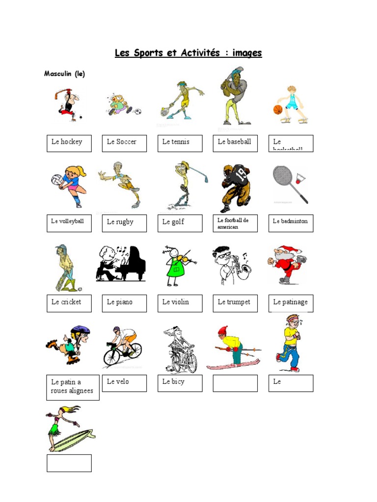 Les Sports et Activités -images (sentences) | PDF