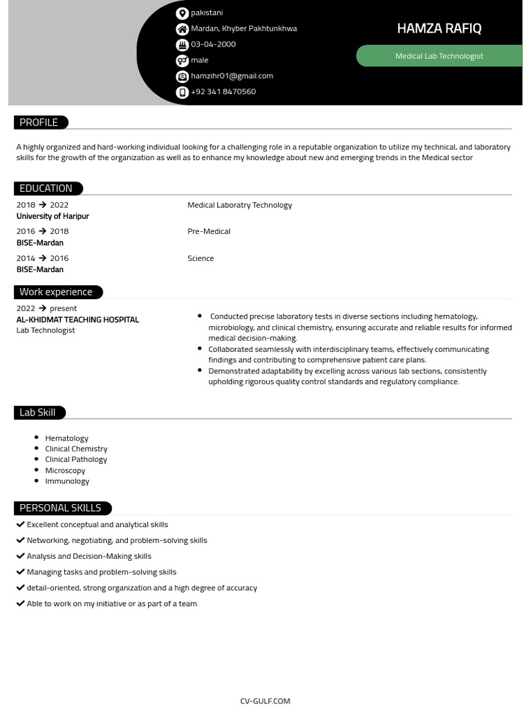 Hamza Resume | PDF | Medical Laboratory | Laboratories