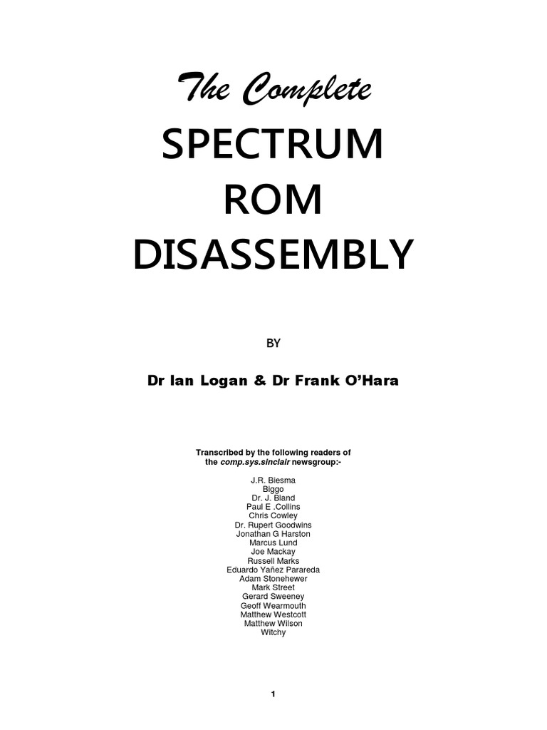 Complete Spectrum Rom Disassembly The | PDF