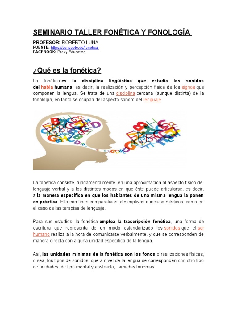 Seminario Taller Fonética y Fonología | PDF