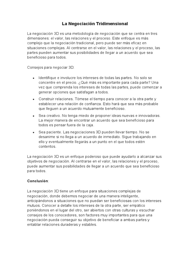La Negociacion Tridimensional | PDF