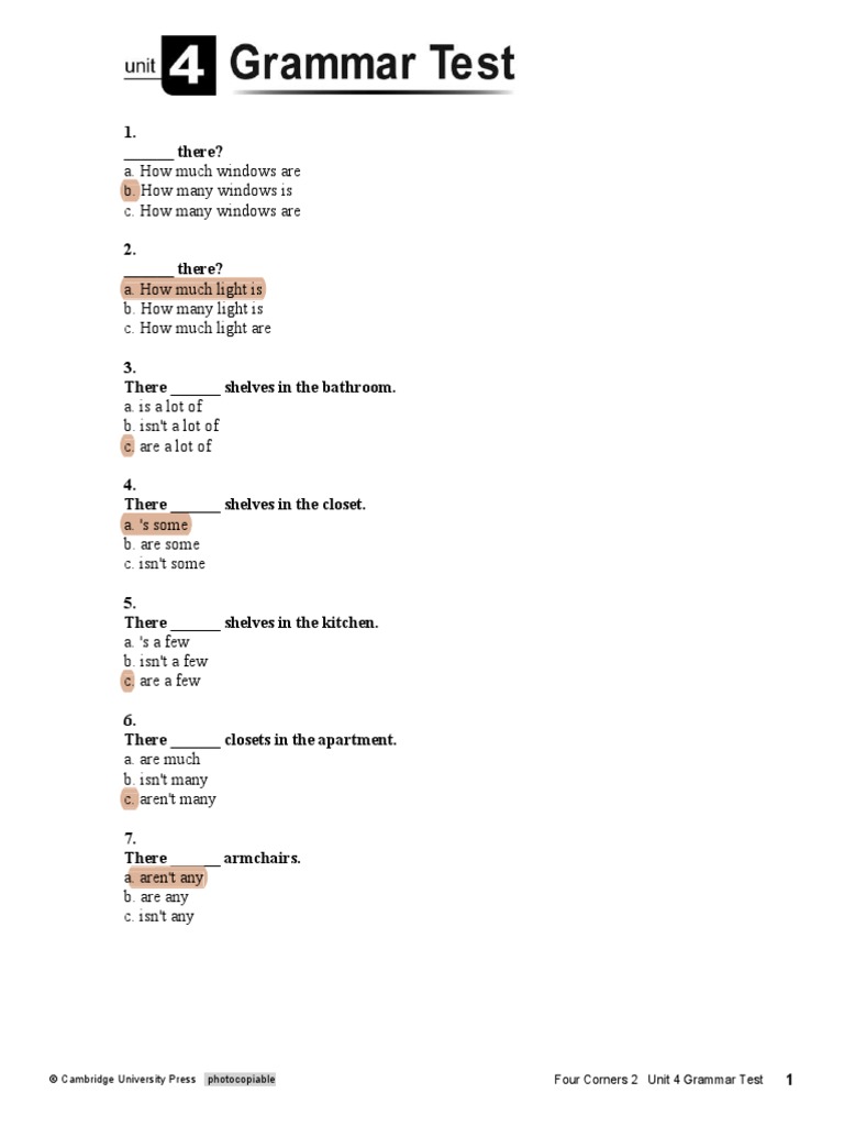 Unit4 Grammar Test | PDF
