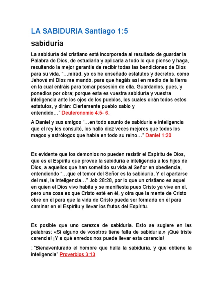LA SABIDURIA Santiago 1 | PDF | Fe | Sabiduría