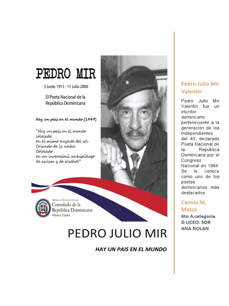 Poema "Hay un país en el mundo" de Pedro Mir | PDF | Cuba