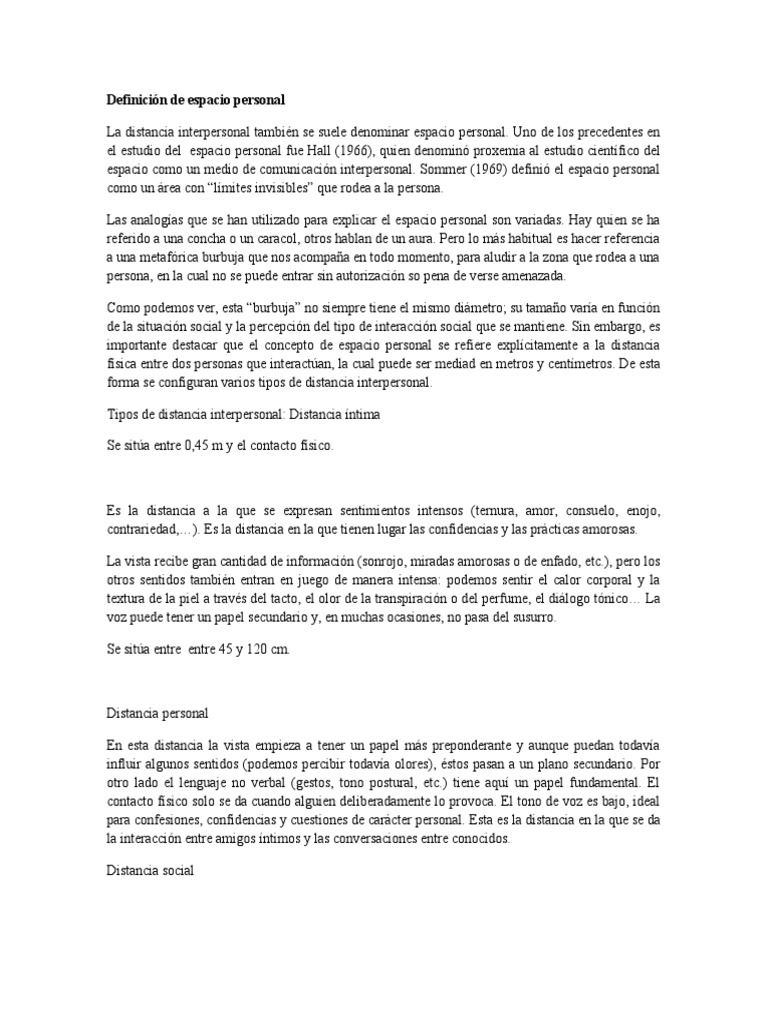 Tipos y funciones del espacio personal | PDF