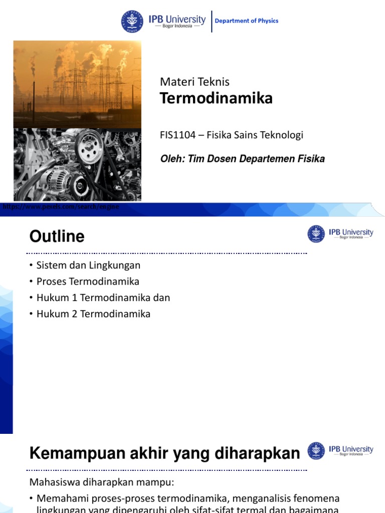 09 1 FIS1104-Termodinamika | PDF | Metode & Bahan Ajar | Sains & Matematika