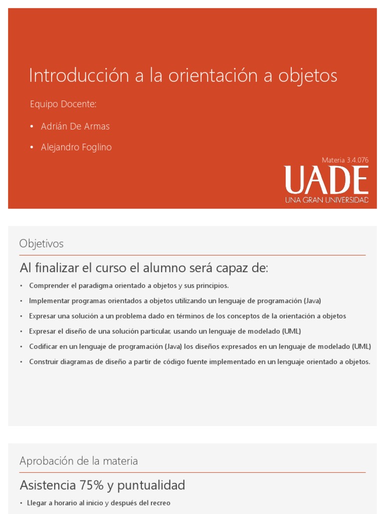 Introducción A La Orientación A Objetos Clase 1 Pdf Objeto Informática Programación