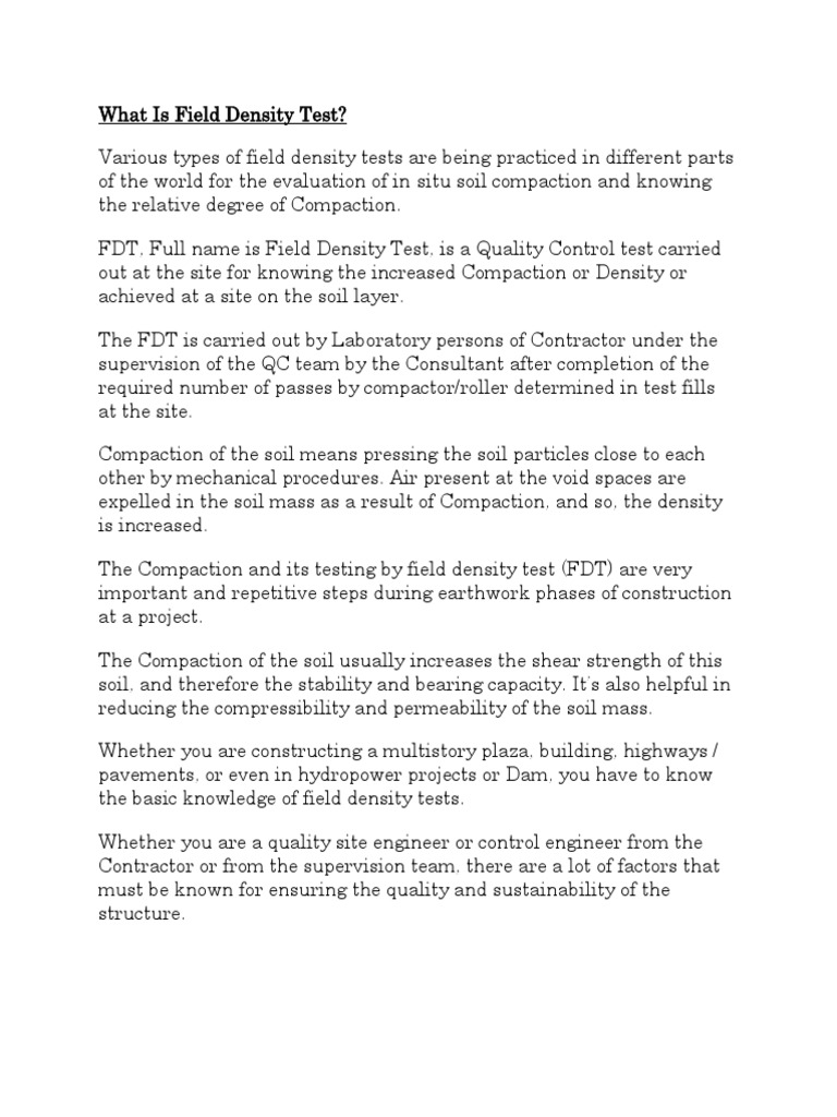 Field Density Test | PDF