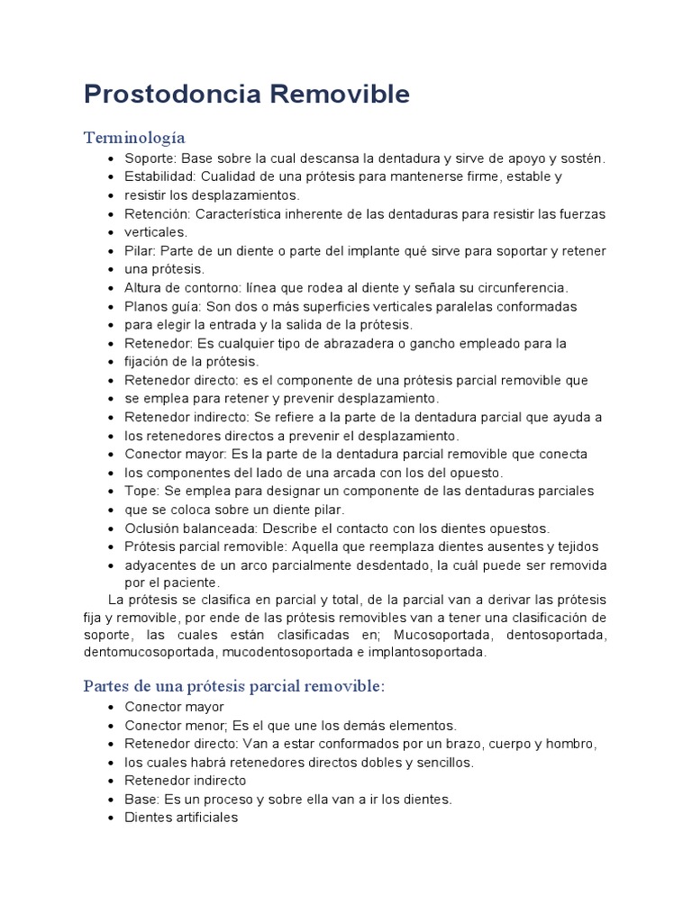 Guía de Prostodoncia Removible | PDF | Dentadura postiza | Ramas de ...