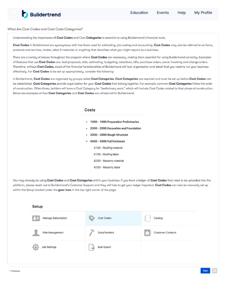 Cost Code Buildertrend | PDF