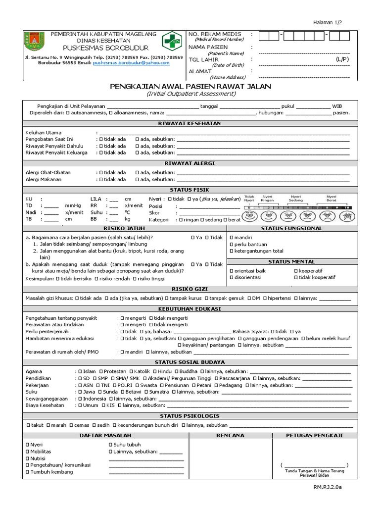 RM Pengkajian Awal Rawat Jalan Edit150823 | PDF