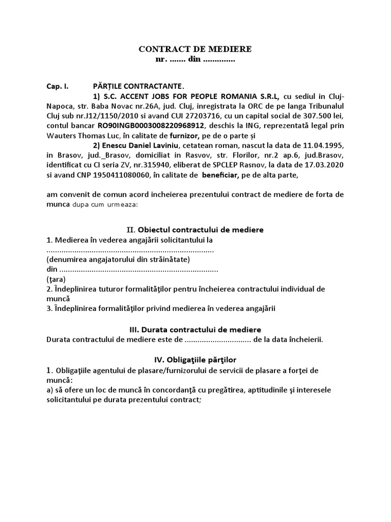 Contract de Mediere | PDF