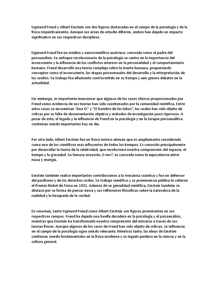 Sigmund Freud y Albert Einstein | PDF | Sigmund Freud | Albert Einstein