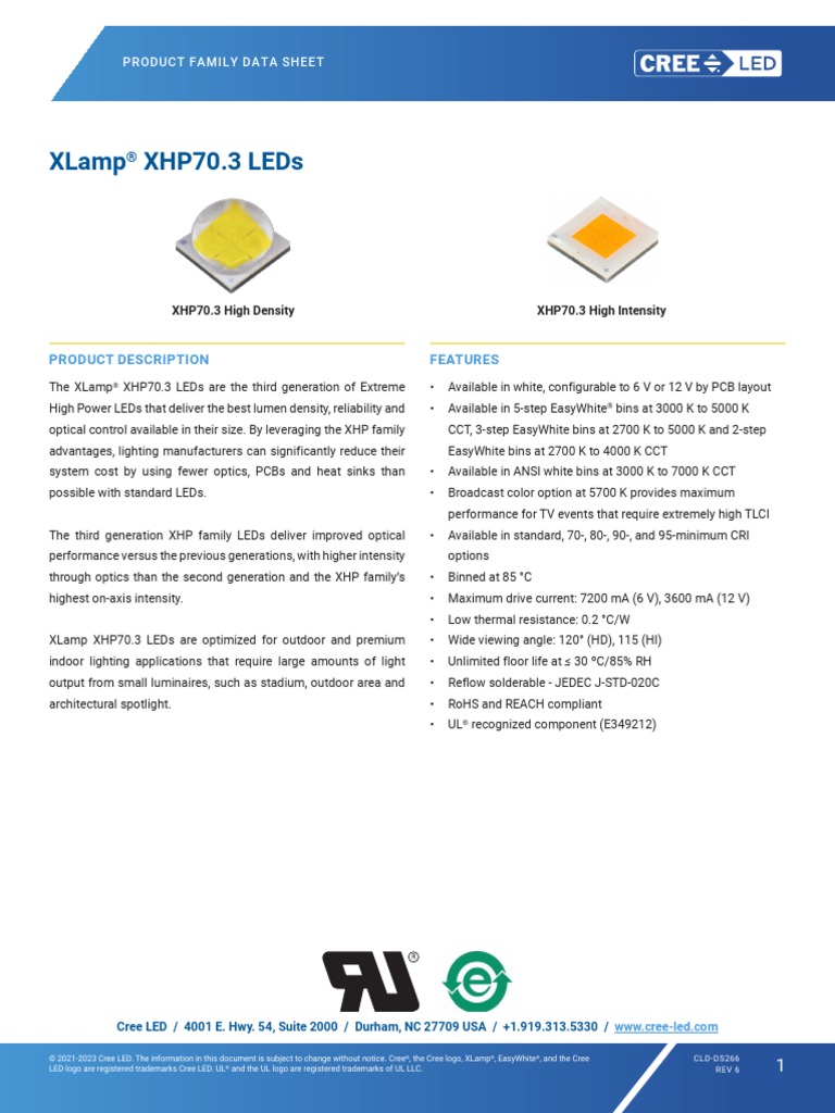 XLamp-XHP70 3 | PDF | Light Emitting Diode | Electrical Resistance And ...