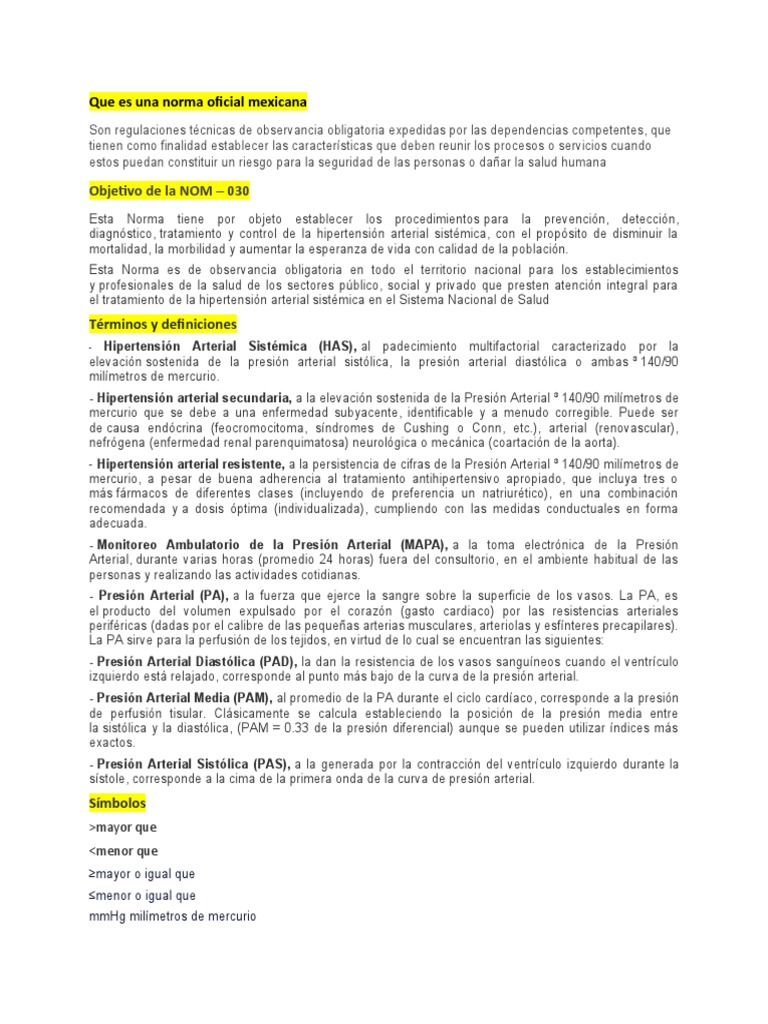 Nom 030 Resumen | PDF | Presión sanguínea | Hipertensión