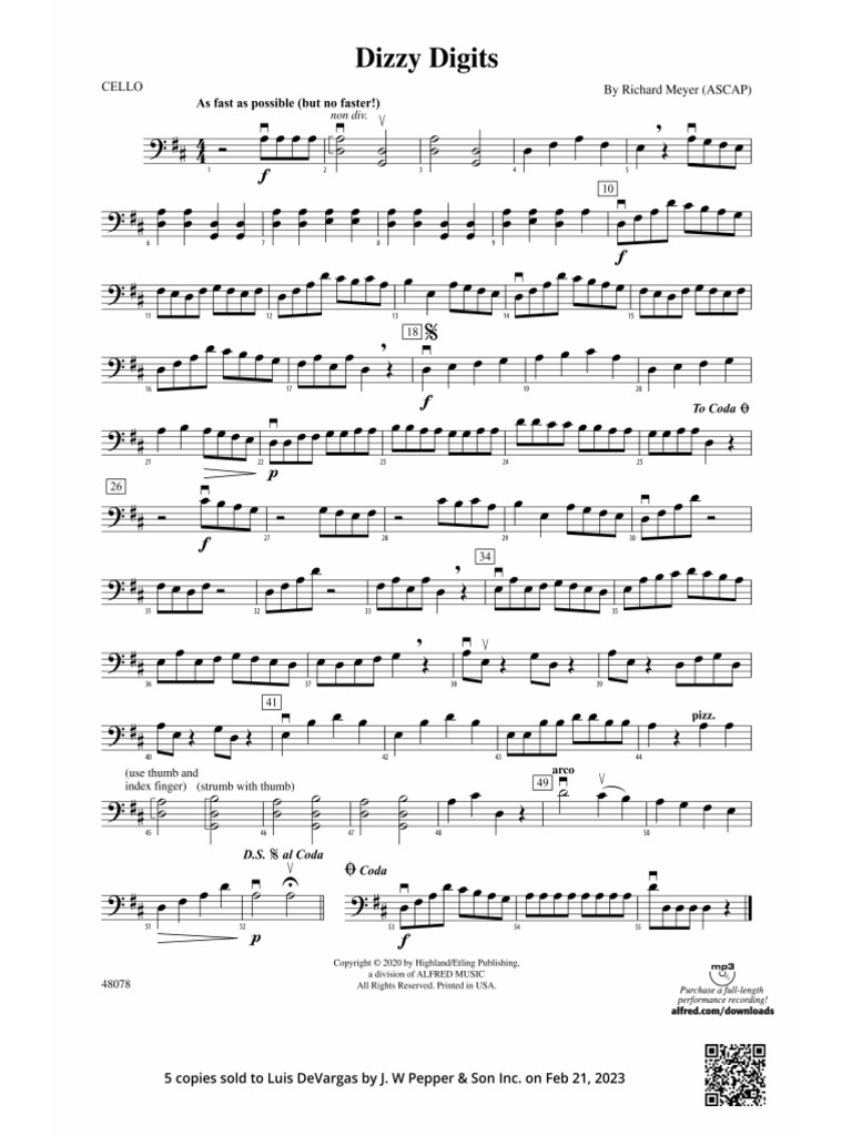 Dizzy Digits Cello- | PDF