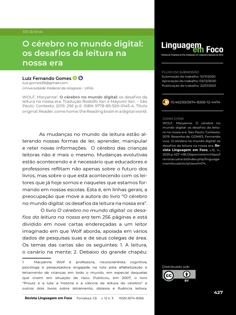 O Cerebro No Mundo Digital | PDF | Ciências e Matemática