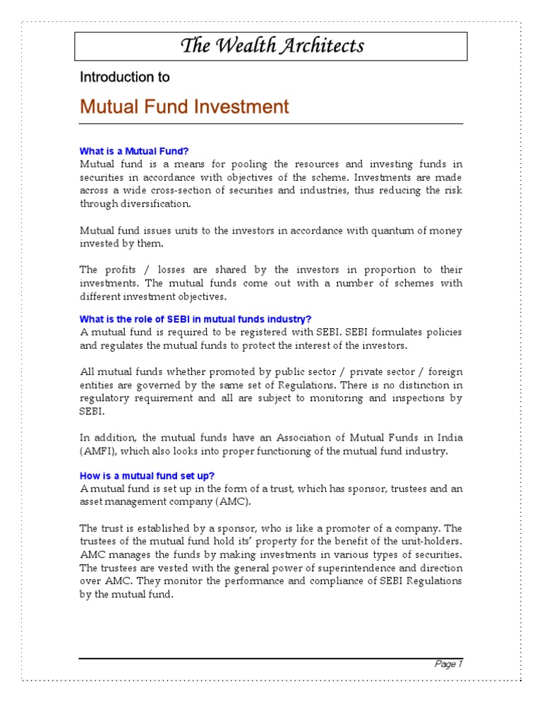 Mutual Fund Basics for Investors | PDF