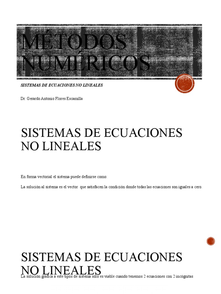 Sistemas de Ecuaciones No Lineales | PDF