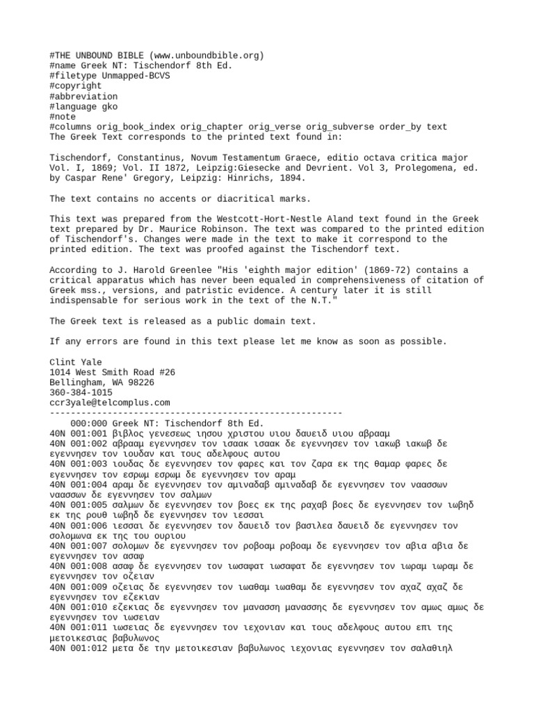 0n0 Greek Tischendorf Utf8.Txtub | PDF