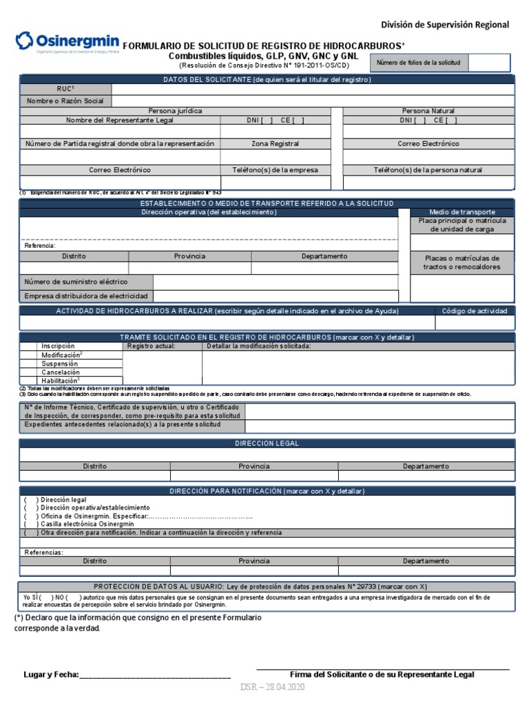 Formuario Osinergmin | PDF