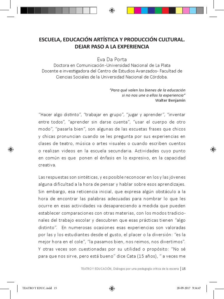 Da Porta 2016 Escuela Educaci N Art Stica y Producci N Cultura | PDF