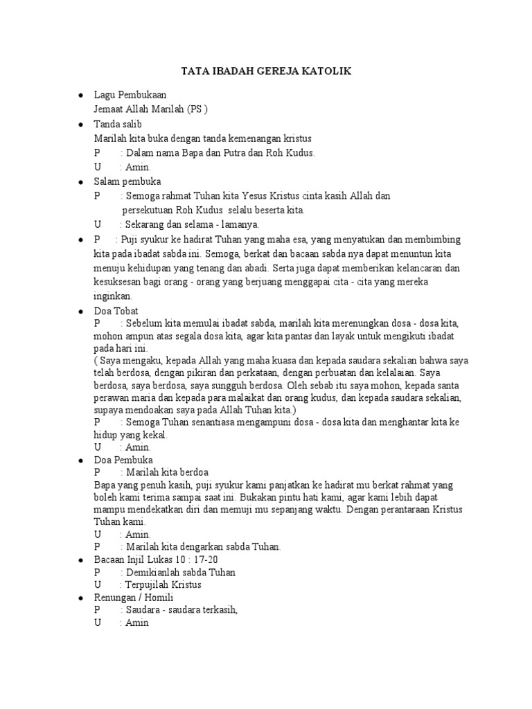 TATA IBADAH GEREJA KATOLIK | PDF
