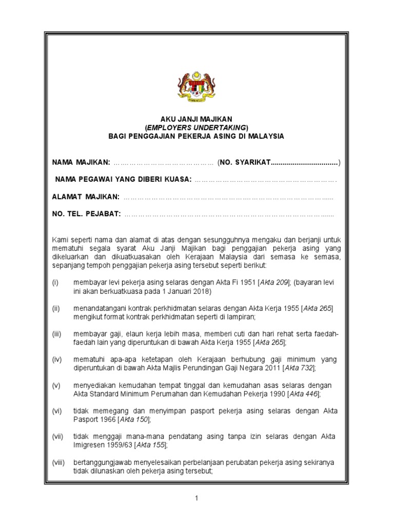 Aku Janji Majikan Pekerja Asing Malaysia | PDF | Hukum