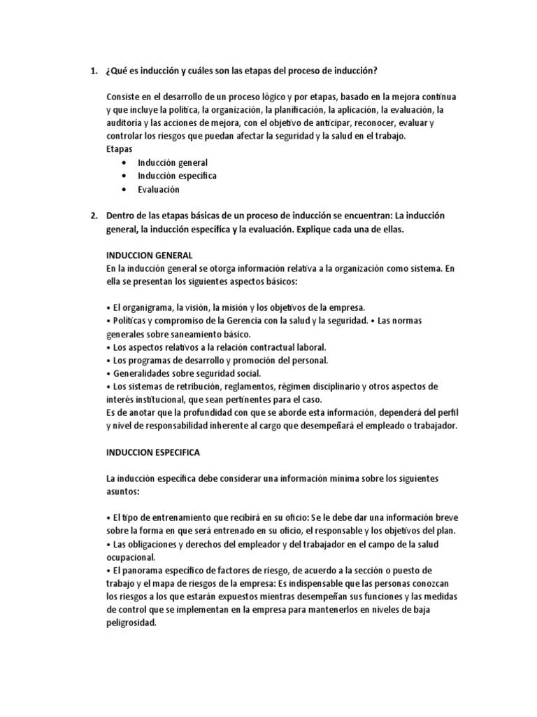 Qué Es Inducción y Cuáles Son Las Etapas Del Proceso de Inducción | PDF ...