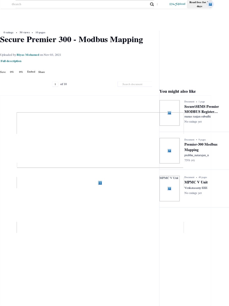 Secure Premier 300 - Modbus Mapping PDF Ac Power Computing | PDF | Scribd | Electricity
