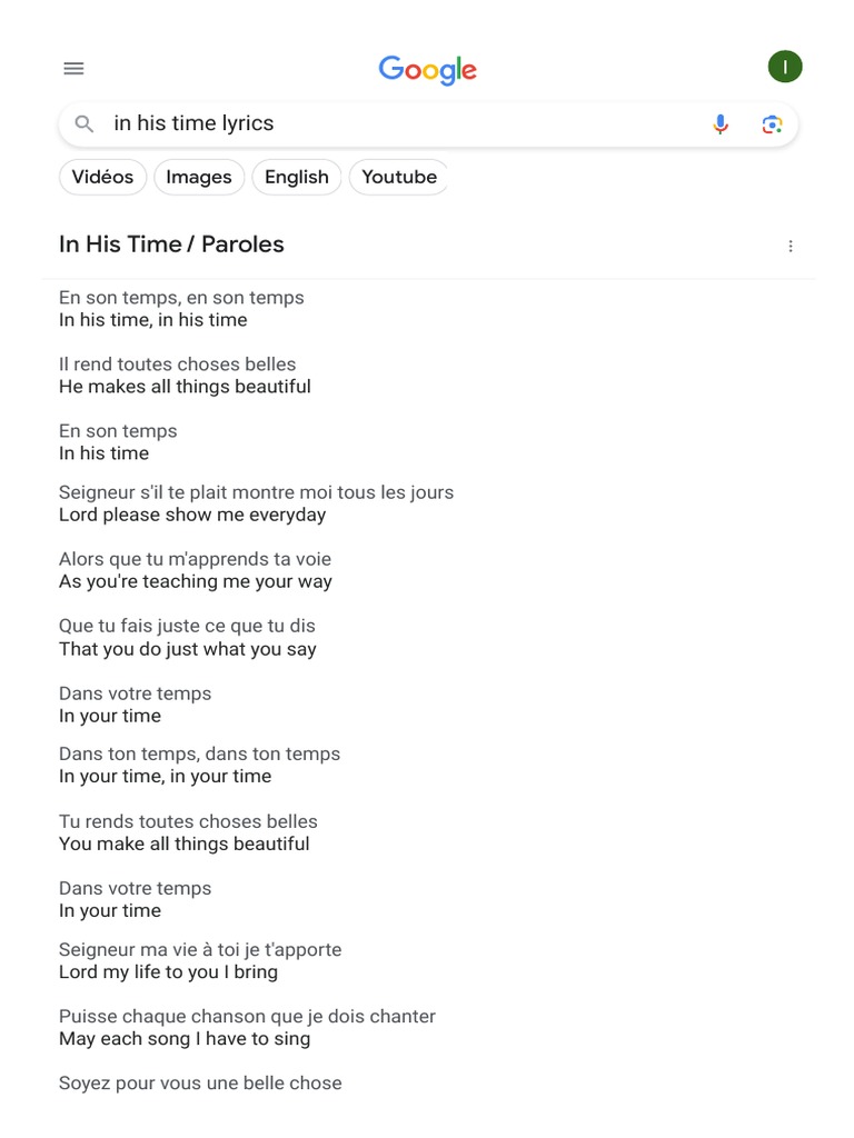 In His Time Lyrics - Recherche Google | PDF
