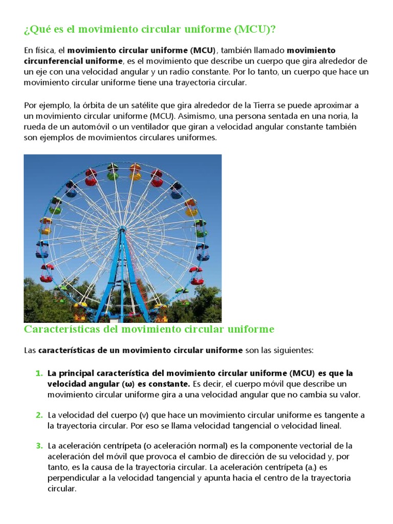 Qué Es El Movimiento Circular Uniforme | PDF | Velocidad | Aceleración