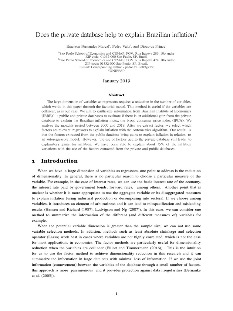 Does The Private Database Help To Explain Brazilian Inflation | PDF ... Does The Private Database Help To Explain Brazilian Inflation | PDF ...